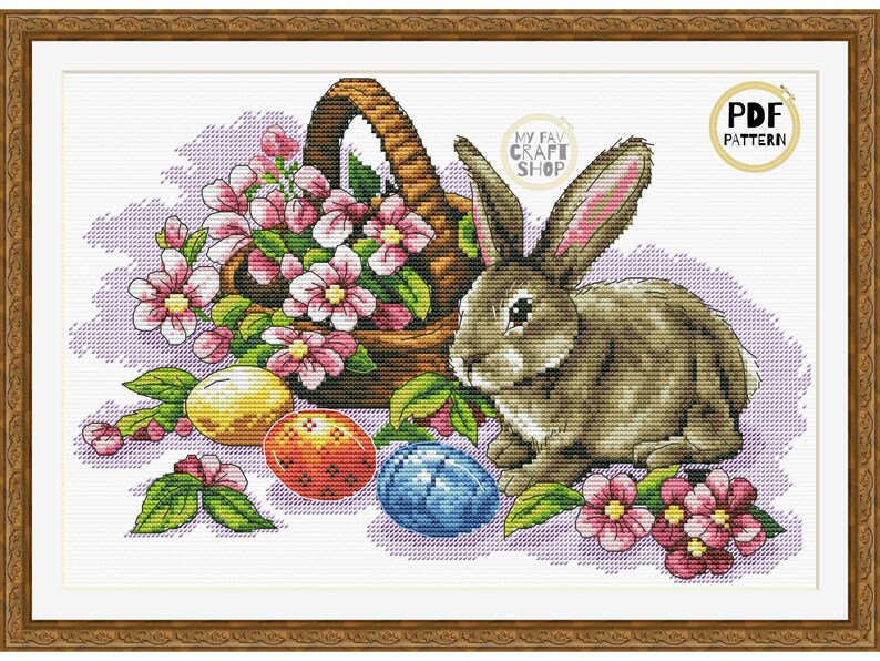 Easter Rabbit Cross Stitch PDF. Instant Download. Modern Counted Cross ...