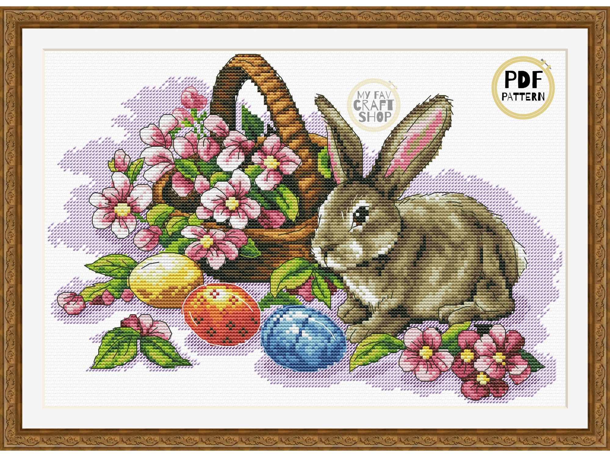 Easter Rabbit Cross Stitch PDF. Instant Download. Modern Counted Cross ...