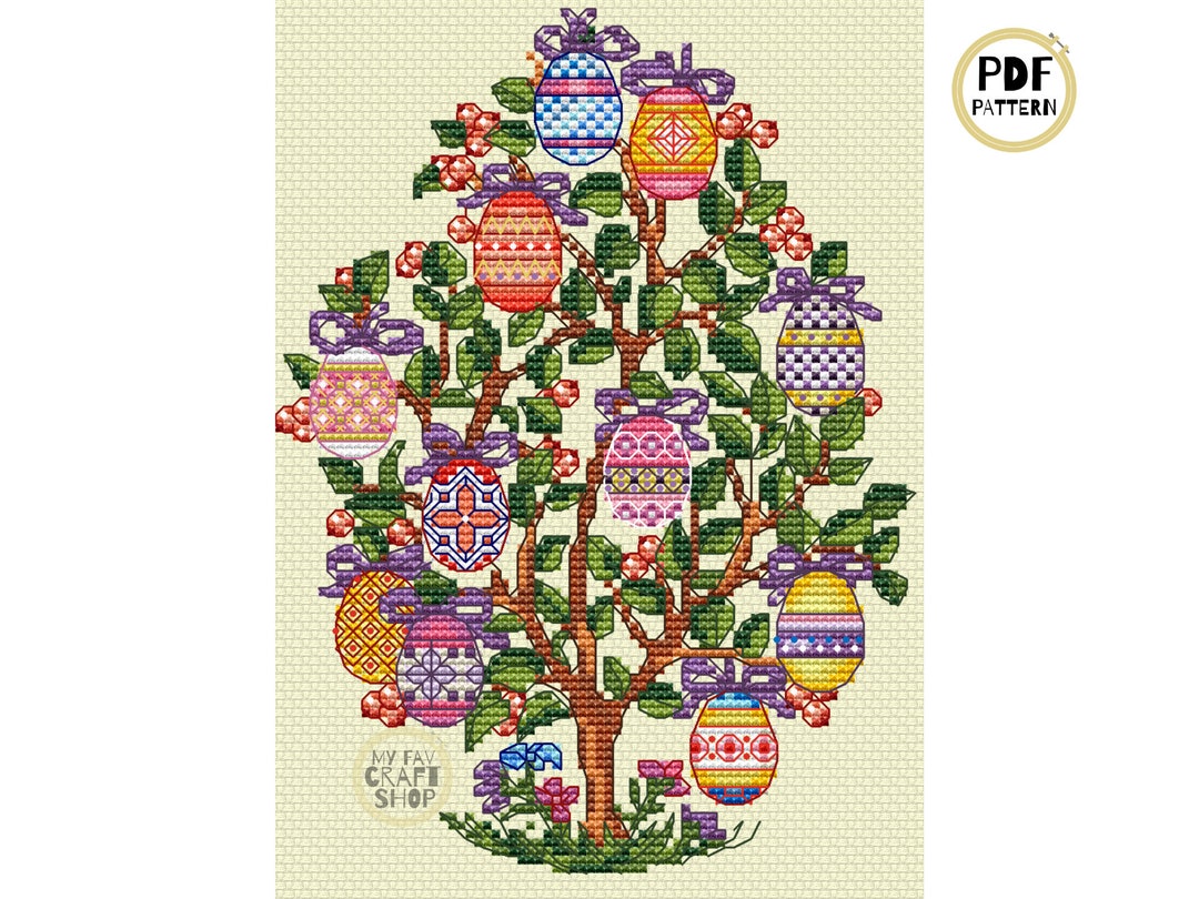 Easter Tree Cross Stitch PDF. Instant Download. Counted Cross Stitch ...