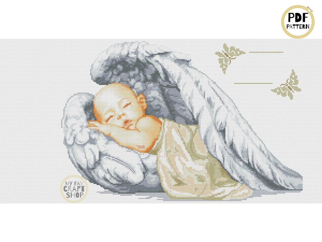 Sleeping Baby Angel Cross Stitch PDF. Instant Download. Counted Cross ...