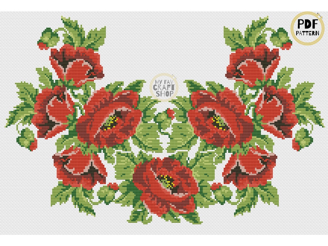 Roses Cross Stitch PDF. Instant Download. Vintage Counted Cross Stitch ...