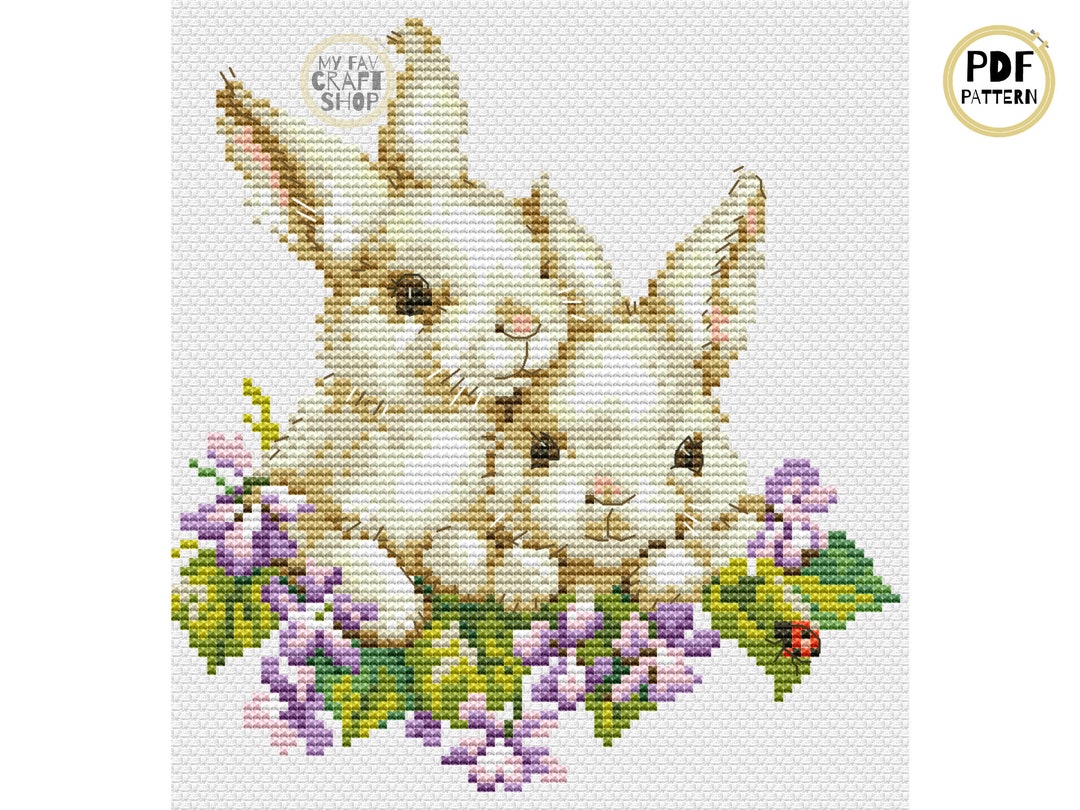 Easter Bunnies Cross Stitch PDF. Instant Download. Vintage Cross Stitch ...