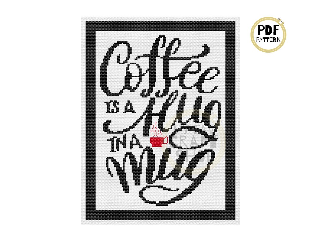 Coffee Hug Cross Stitch Pattern: Modern DIY Embroidery (PDF Download ...