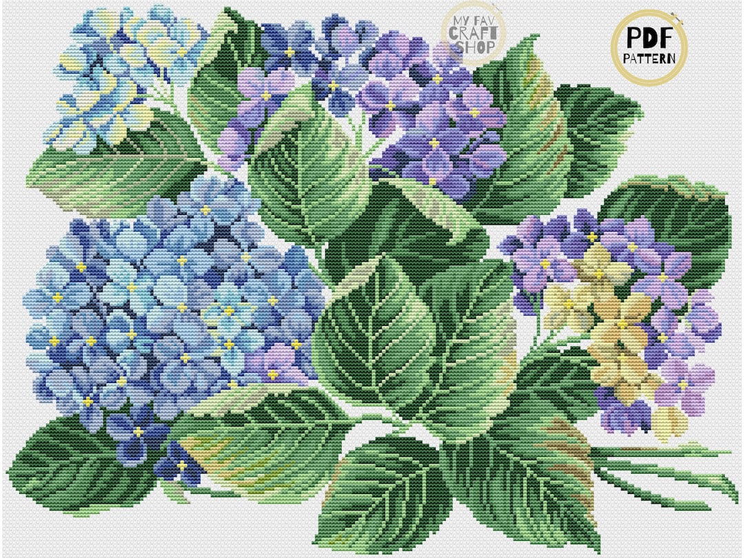 Hydrangea Cross Stitch PDF. Instant Download. Vintage Counted Cross ...
