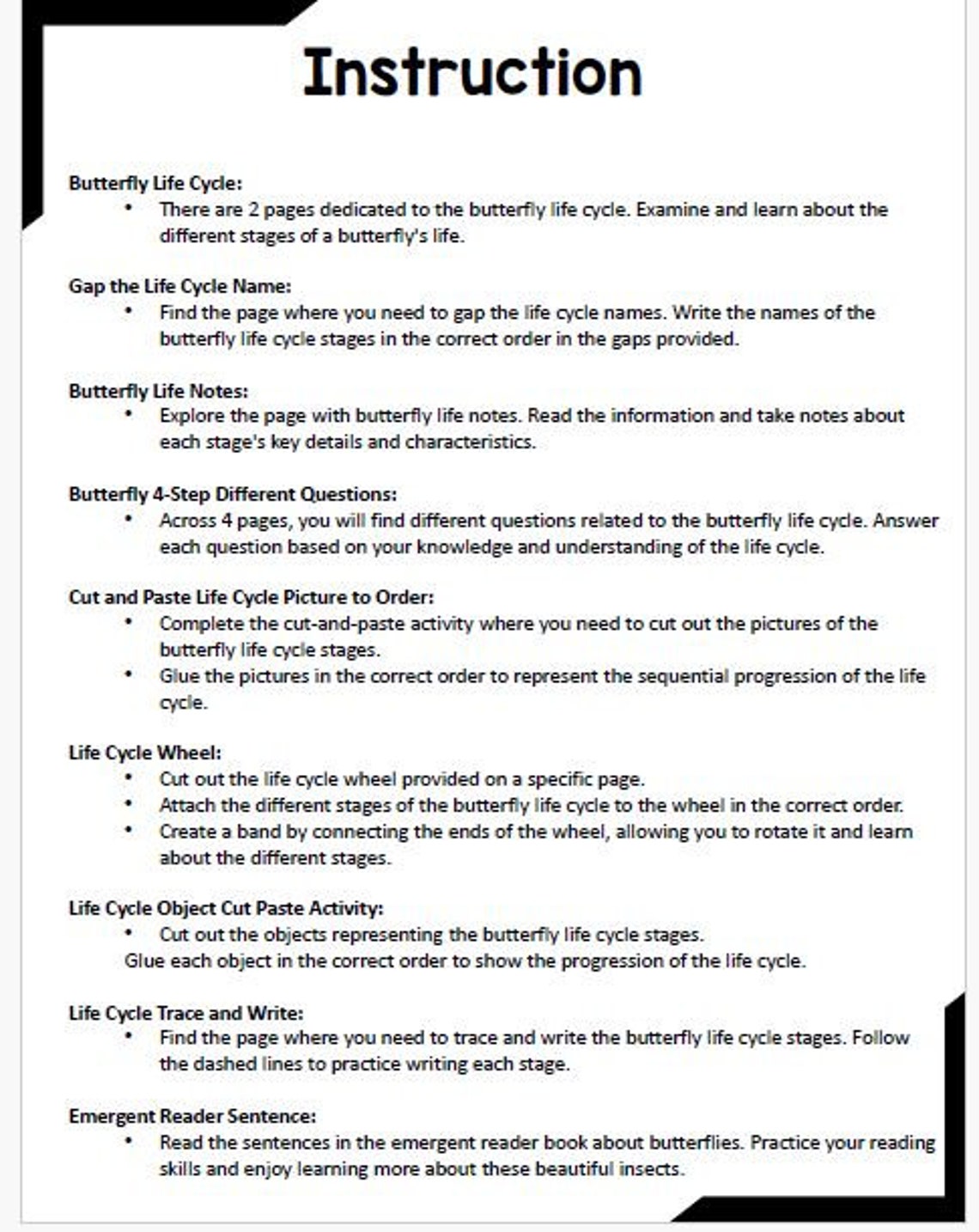 Life Cycle of a Butterfly - Educational Craft & Research Report - Etsy