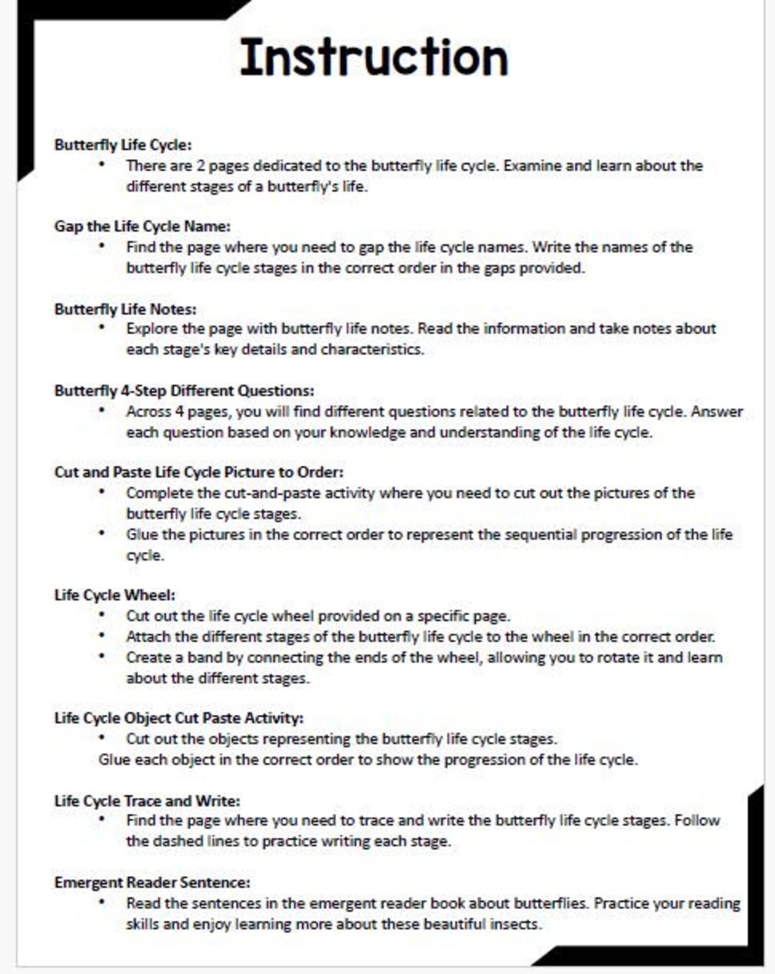 Life Cycle of a Butterfly - Educational Craft & Research Report - Etsy