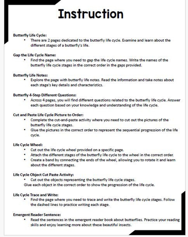 Life Cycle of a Butterfly - Educational Craft & Research Report - Etsy