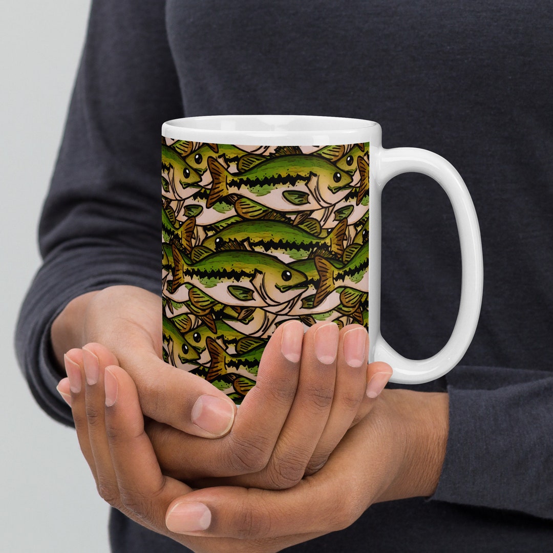 Largemouth Bass Mug, White Glossy Mug, Coffee Cup, Freshwater - Etsy