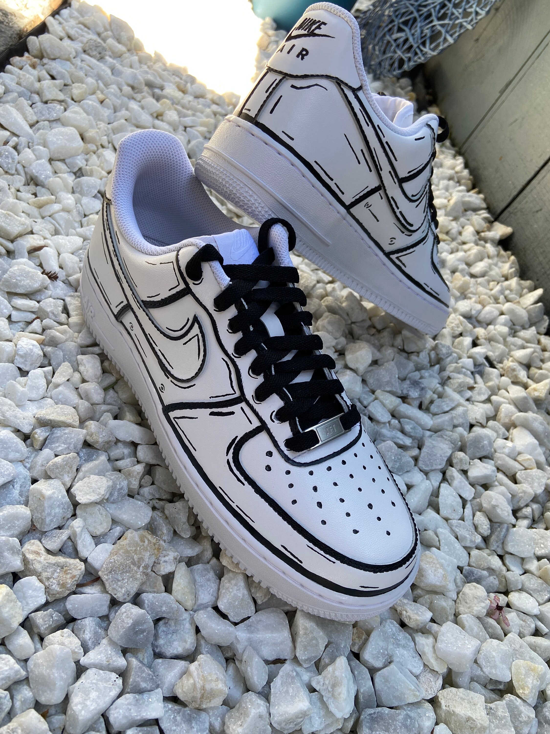 Custom Sneakers AF1 Black Cartoon-drawing Design Hand - Etsy