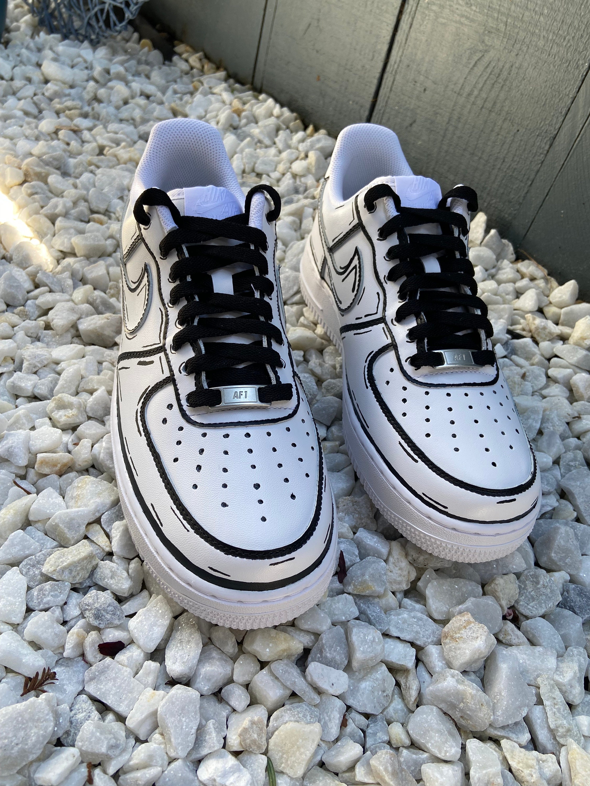 Custom Sneakers AF1 Black Cartoon-drawing Design Hand - Etsy