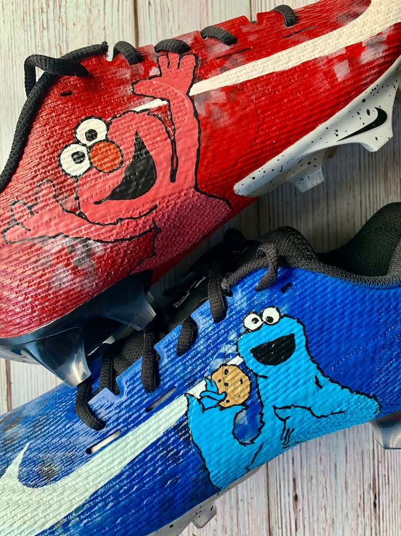 Elmo X Cookie Monster Custom Football/soccer/baseball Cleats - Etsy