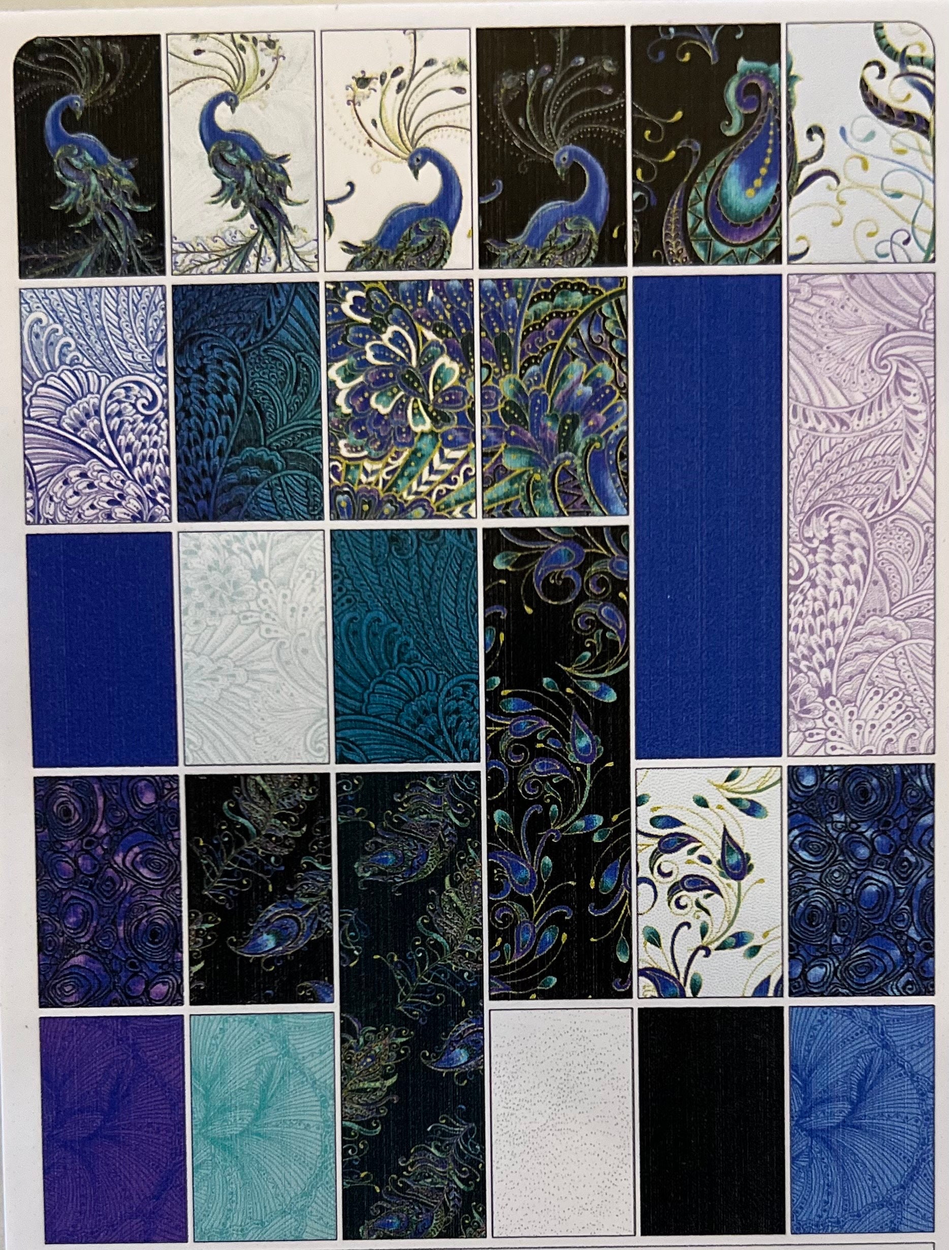 Peacock Flourish Enhanced With Metallic Layer Cake by Ann Lauer for Benartex - Etsy