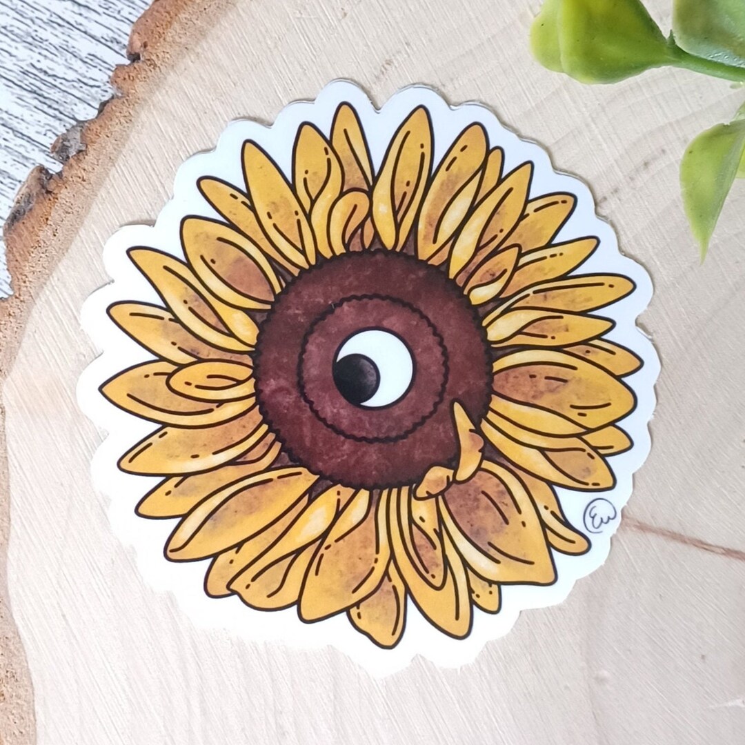 Cute Sunflower Sticker / Reusable Flower Decal / Colorful Waterproof ...