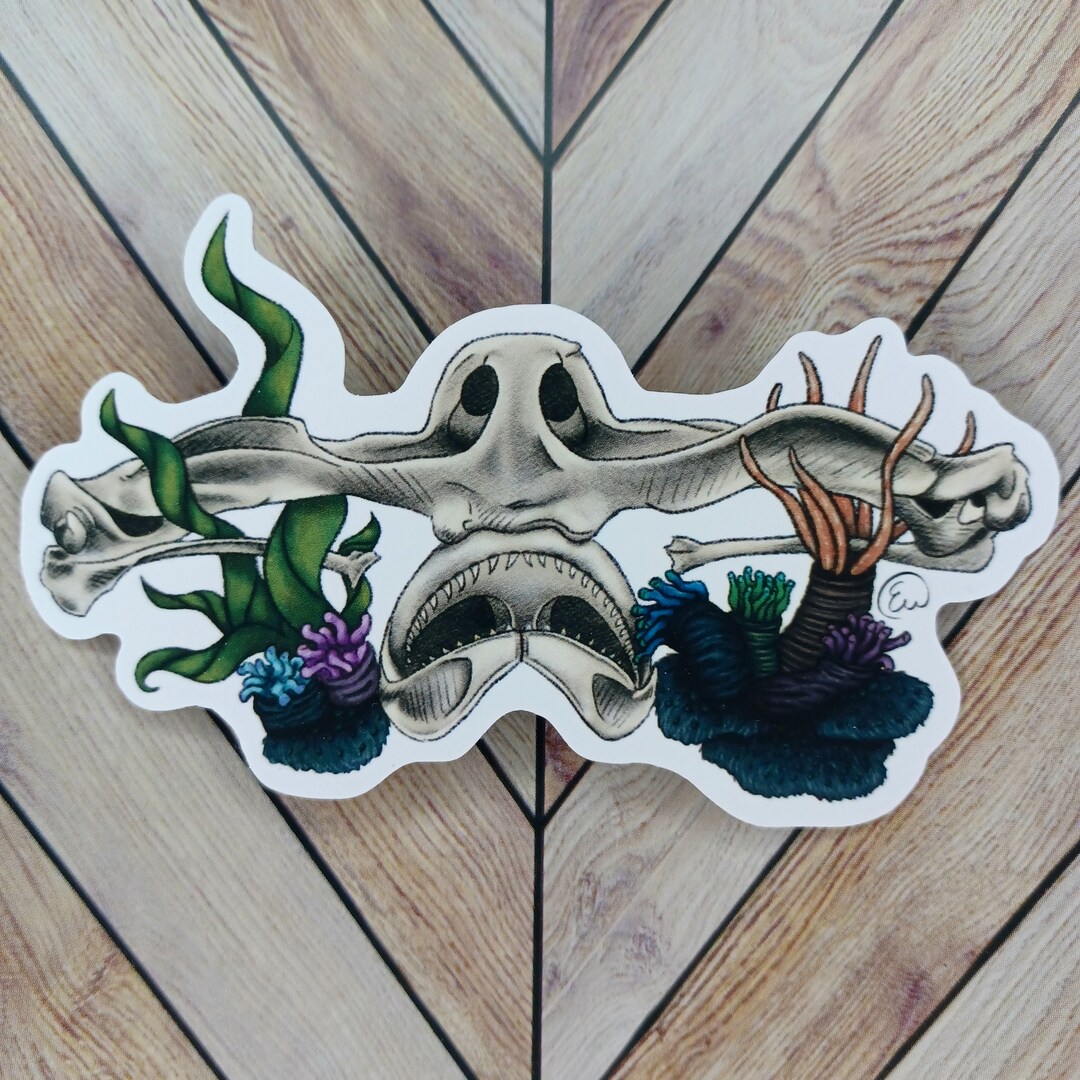 Hammerhead Shark Skull Vinyl Die Cut Sticker / Animal Skull Sticker ...