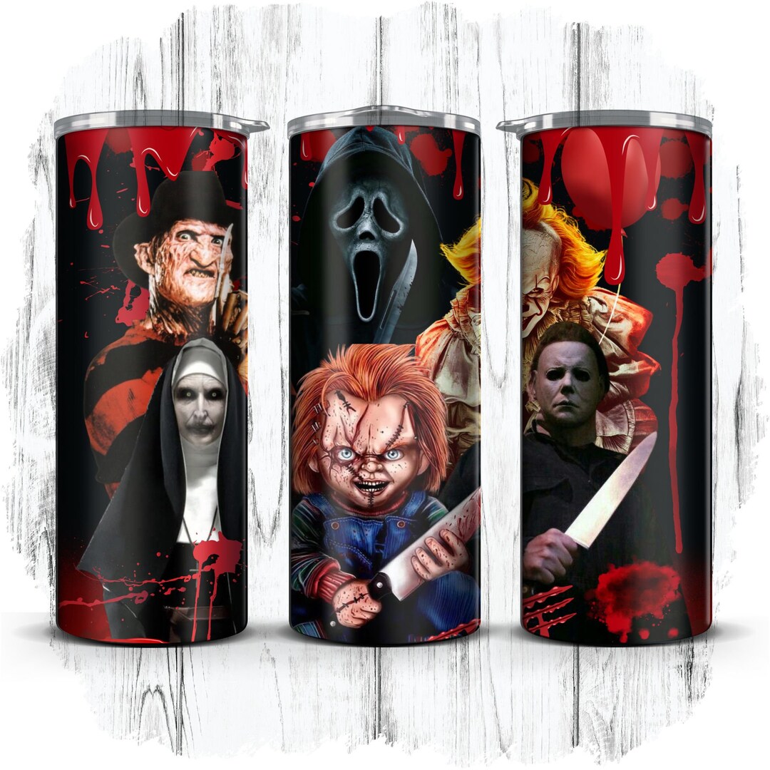 Horror Movie Tumbler Wrap, Scary Slasher Design (PNG, Digital Download ...