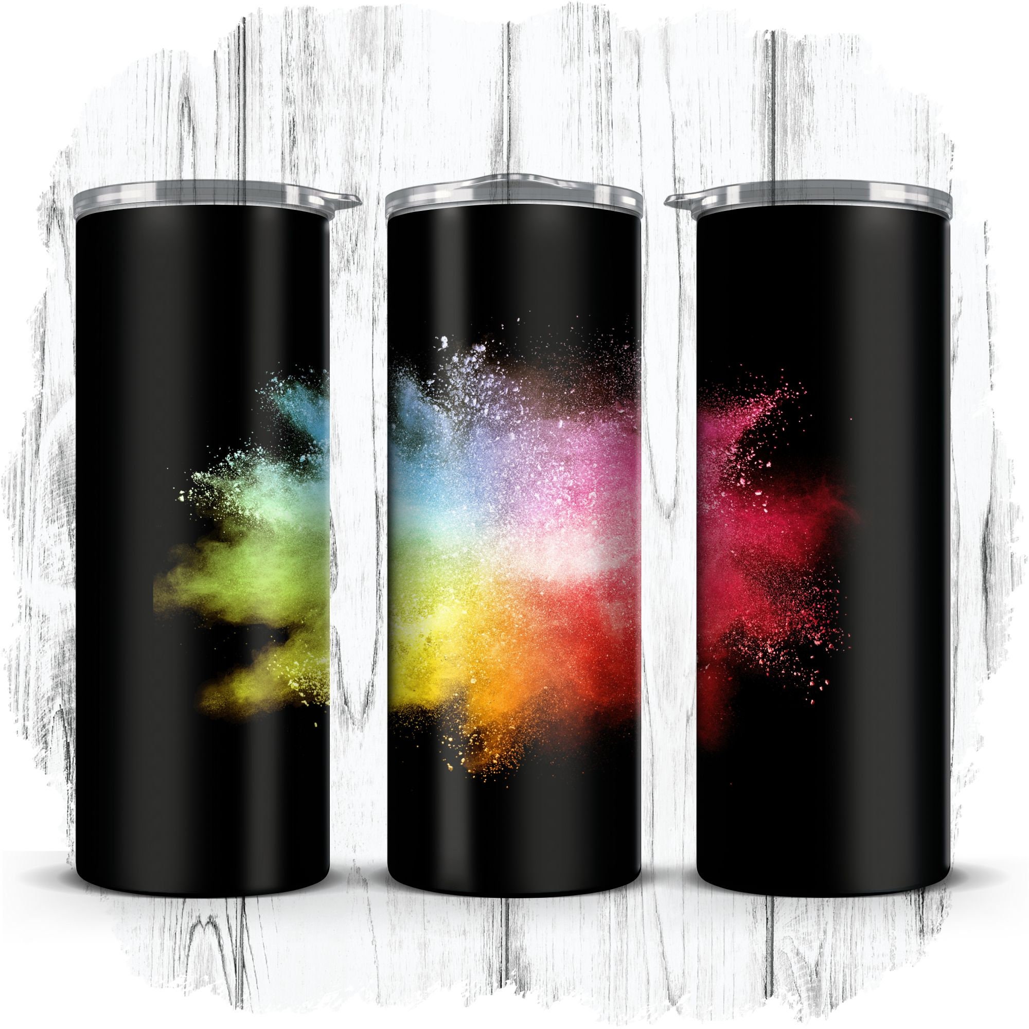 15 Wraps: Spray Paint, Rainbow, Colorful, Tumbler Wrap PNG, 20oz Skinny ...