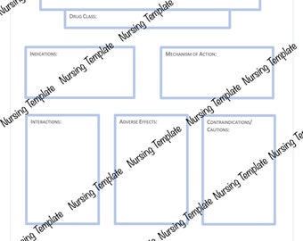 Pharmacology Template Printable Editable Nursing School - Etsy