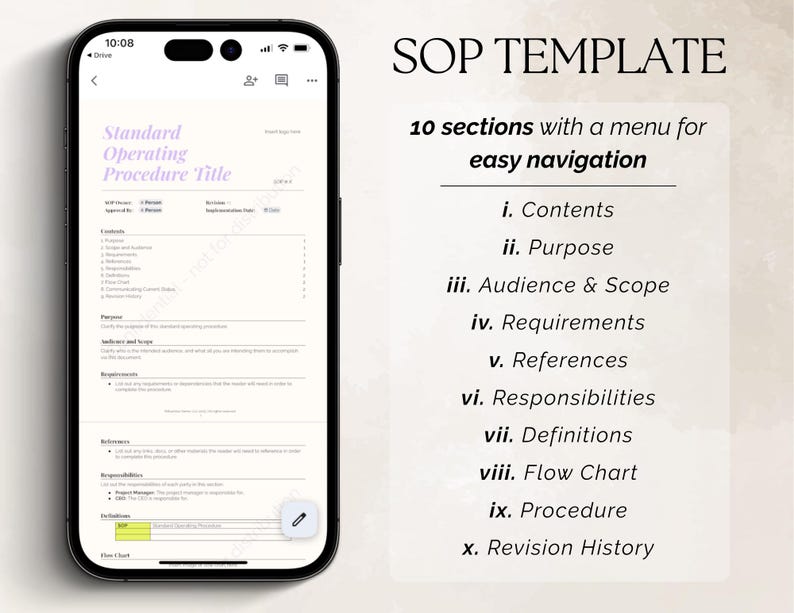 SOP Professional Work Business Template Process Documentation System ...