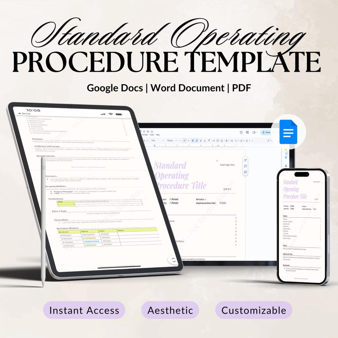 SOP Professional Work Business Template Process Documentation System ...