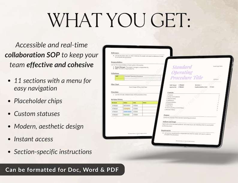 SOP Professional Work Business Template Process Documentation System ...