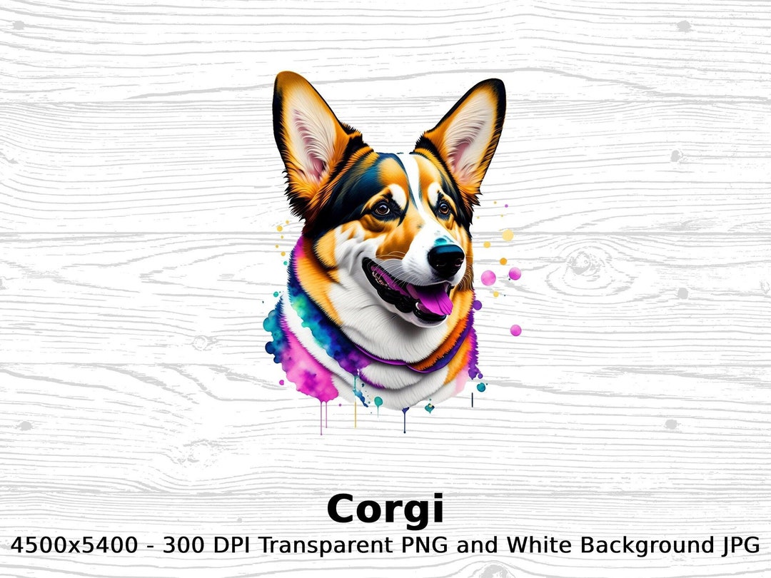 Corgi Dog PNG JPG Digital Download High Quality Files Watercolors ...