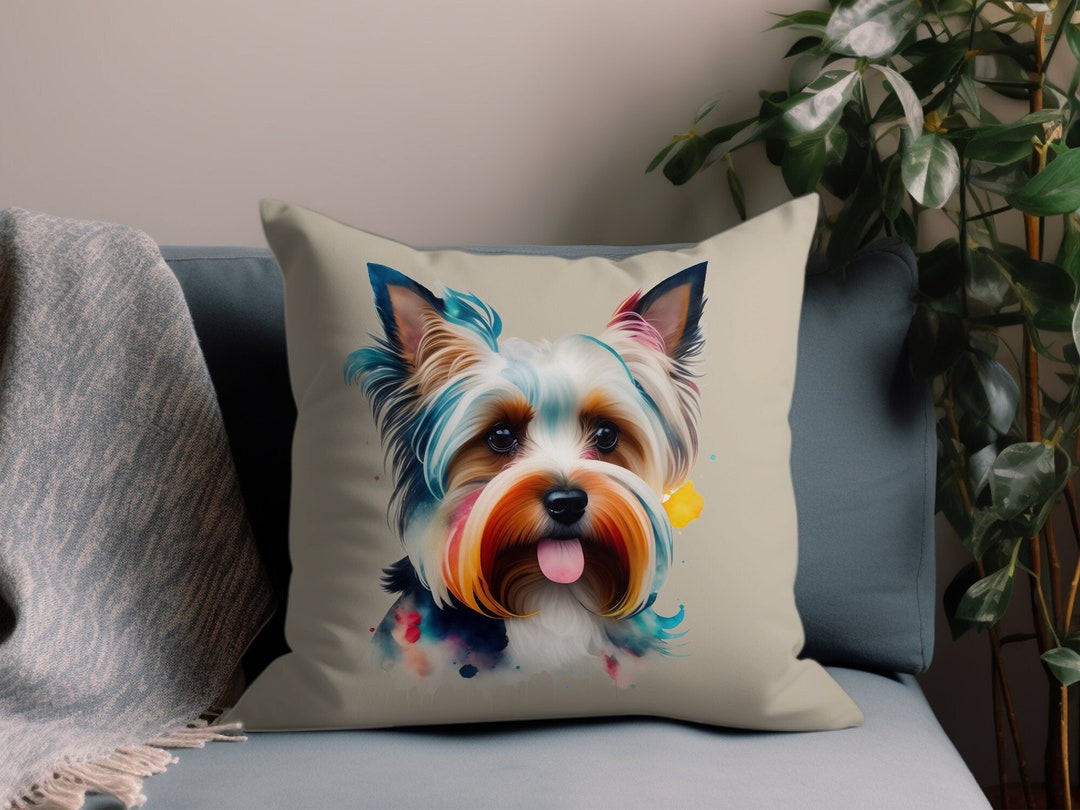 Yorkshire Terrier Pillow Cover, Yorkie Decoration Throw Pillowcase ...
