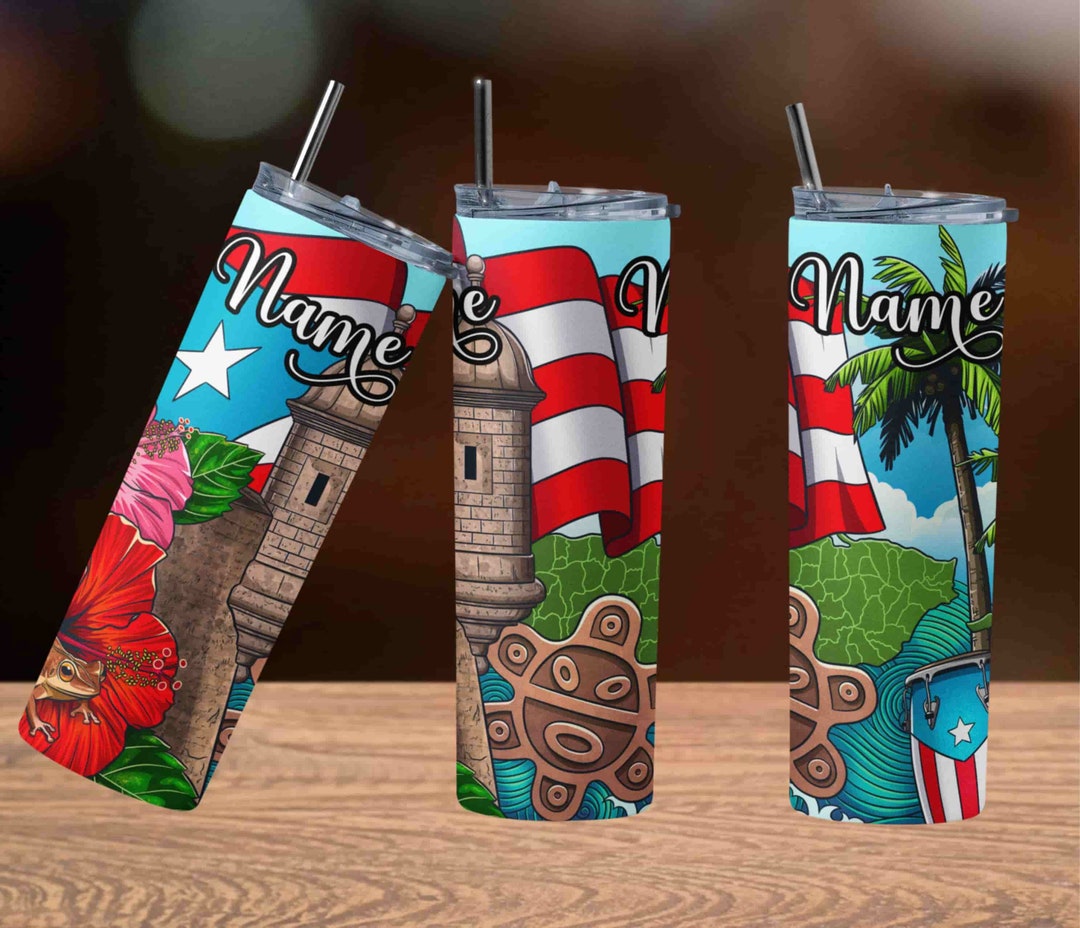 Puerto Rico Custom Tumbler 20oz Boricua Gift Skinny Double - Etsy