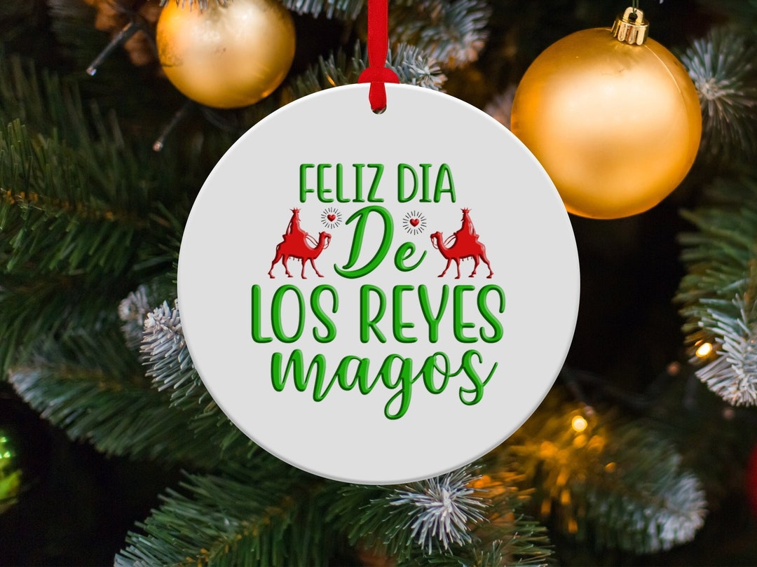 Feliz Dia De Los Reyes Magos Round Ceramic Christmas Ornament, Xmas ...
