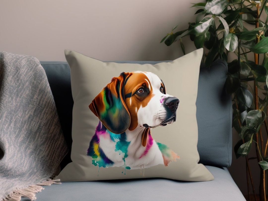 Beagle Pillow Cover, Beagle Home Throw Pillowcase, Beagle Themed Decor ...