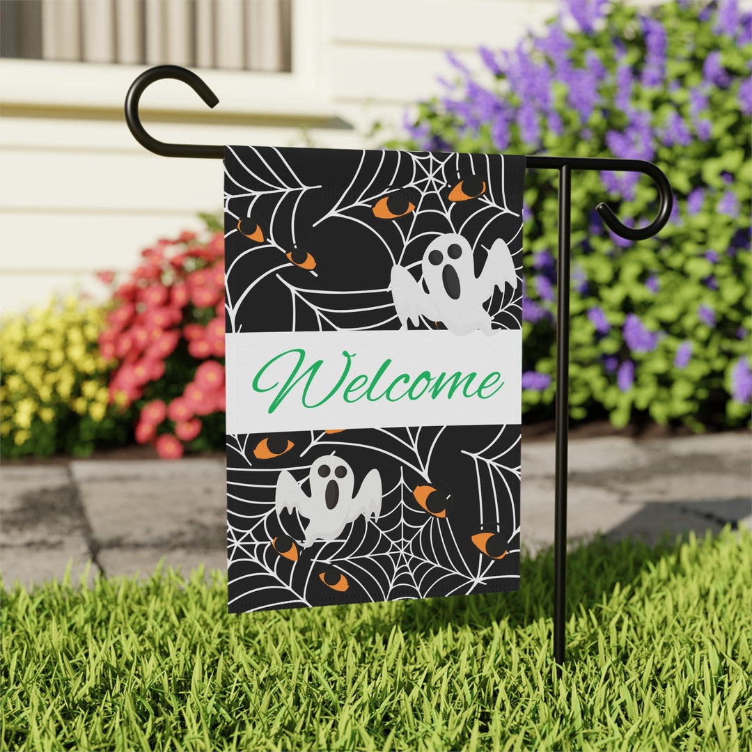 Welcome Ghost Banner Porch Garden Flag, Yard Decor Boho Modern Decor ...