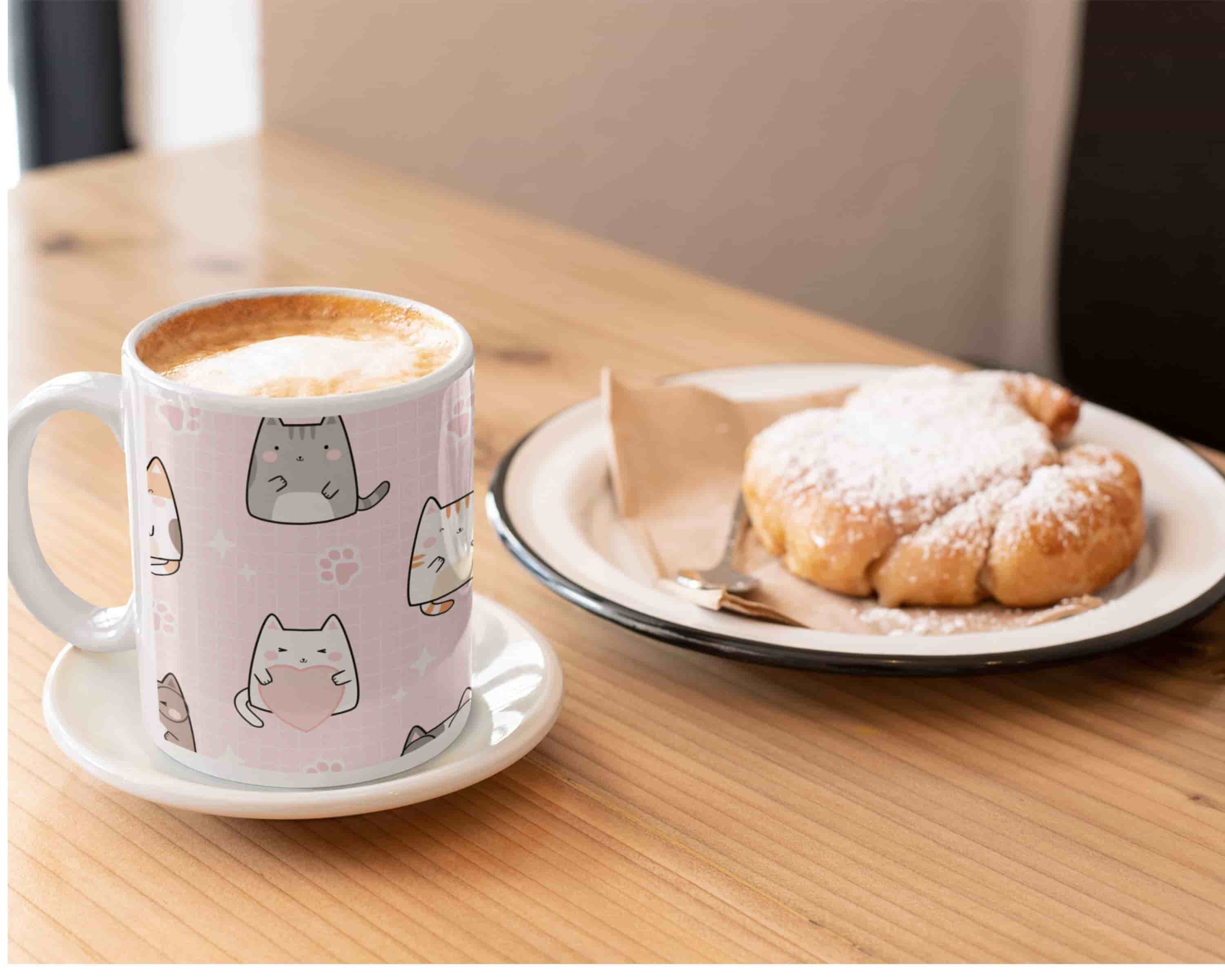 Kawaii Ceramic Pink Cute Cats Cup Ceramic Mug 11oz Aesthetic Preppy Cup ...