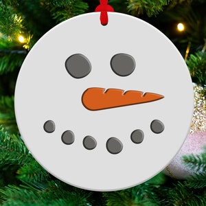 Snowman Round Ceramic Christmas Ornament, Xmas Tree Decor, Trendy Gift ...