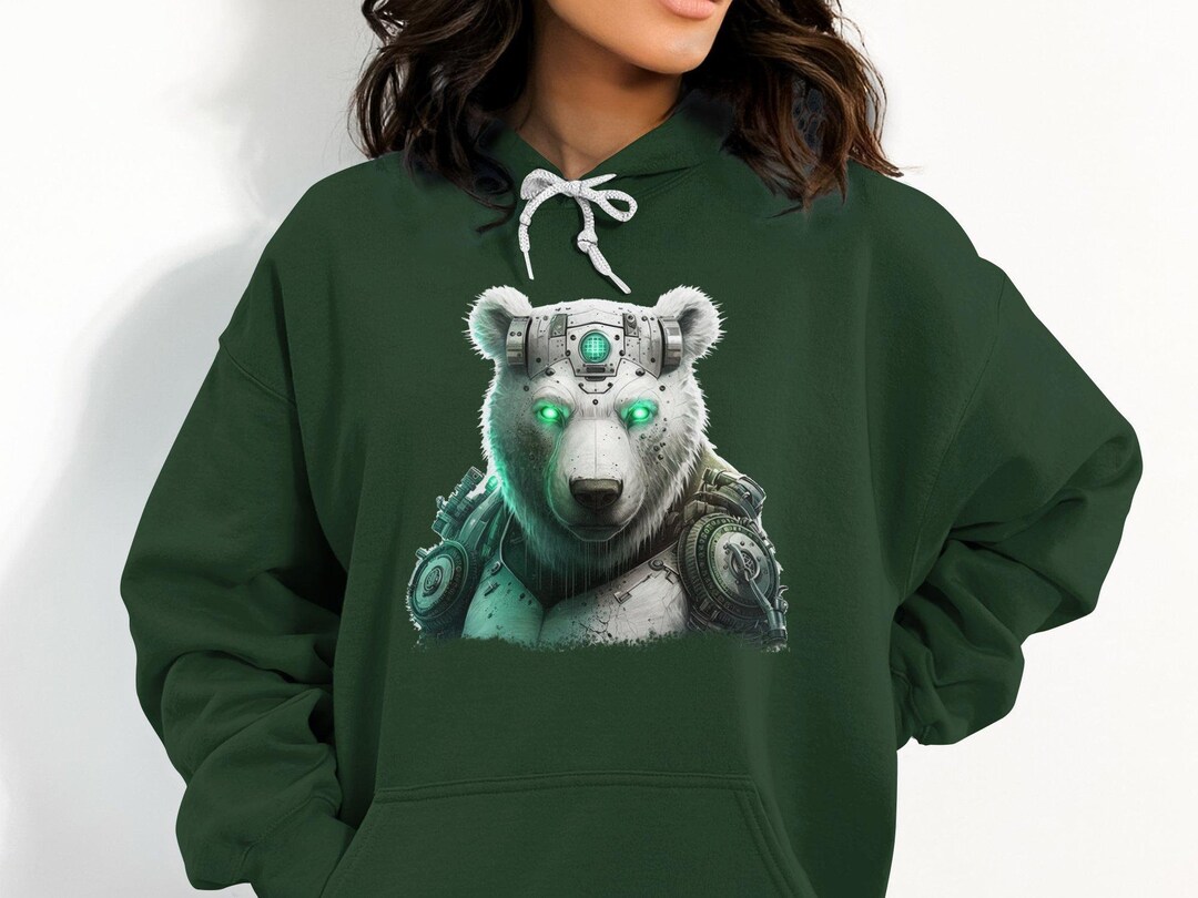 Cyberpunk Polar Bear Hoodie Streetwear Unisex Techwear Sweatshirt ...