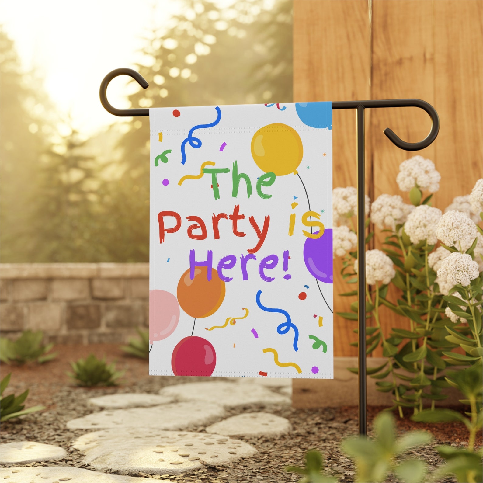 The Party is Here Banner Porch Garden Flag, Yard Decor Boho Modern ...