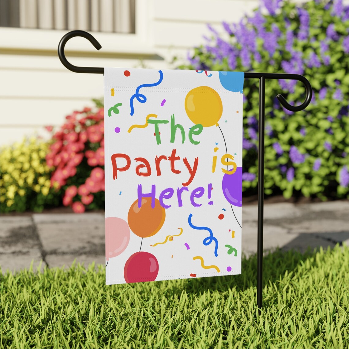 The Party is Here Banner Porch Garden Flag, Yard Decor Boho Modern ...