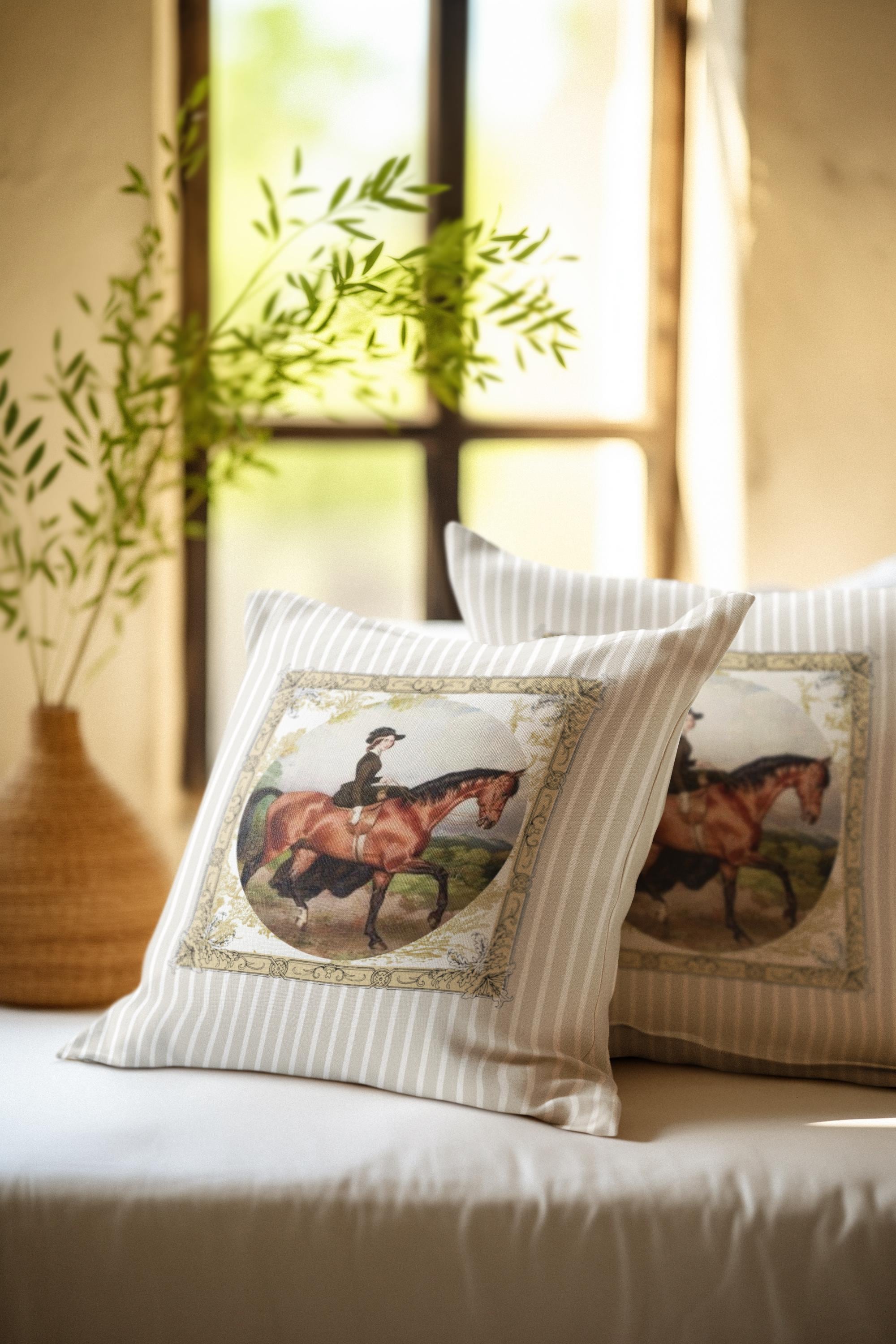 Vintage Equestrian Horse Pillow, 19th Century Lady Portrait - Etsy