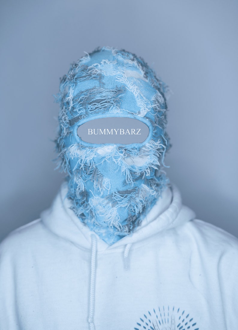 CAMO BLUE Fuzzy Shiesty Balaclava Distressed Knitted Full Face - Etsy