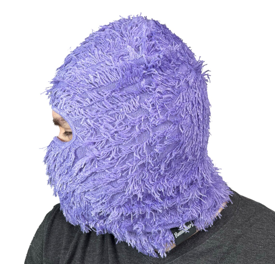 PURPLE Fuzzy Shiesty Balaclava Distressed Knitted Full Face Ski Mask ...