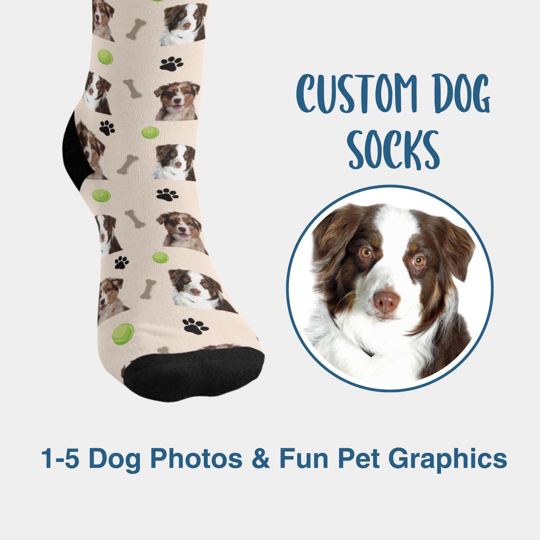 Custom Dog Face Socks, Personalized Dog Photo Crew Socks, Unique Gift ...