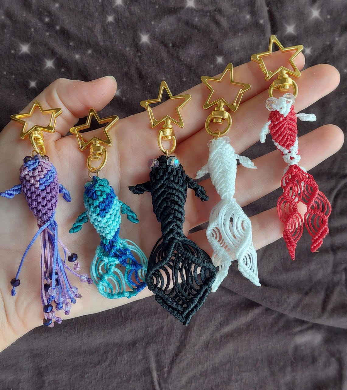 Macrame Koi Fish Keychain / Five Different Designs by Lesoleilhandmade - Etsy