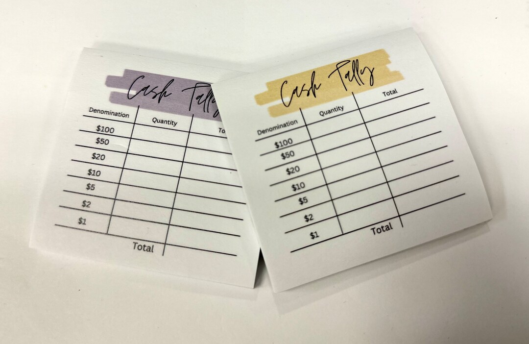 Cash Envelope Bank Teller Denomination Slip Sticky Note Pos-tit Cash ...