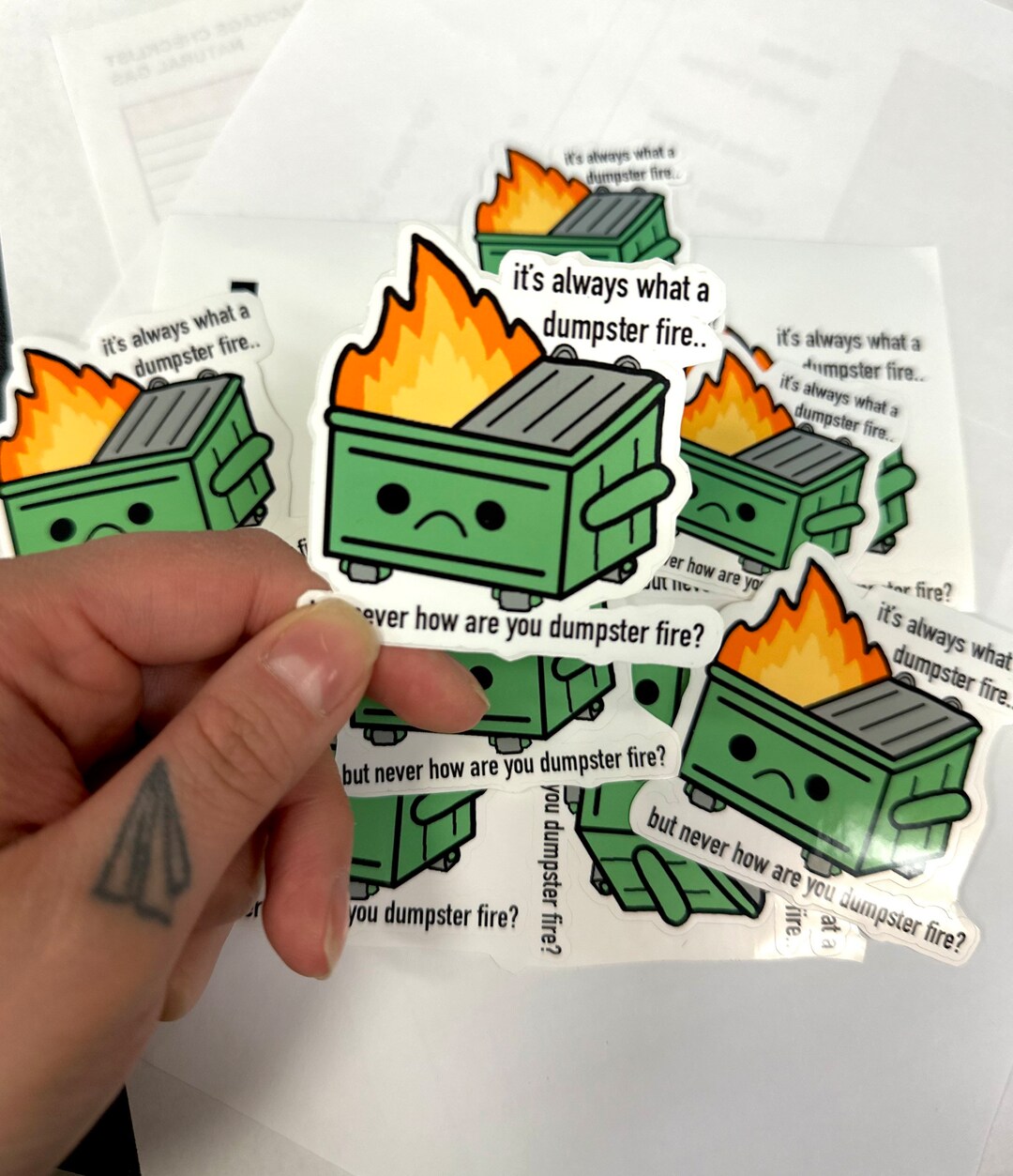 Sad Dumpster Fire Funny Dumpster Fire Glossy Vinyl - Etsy