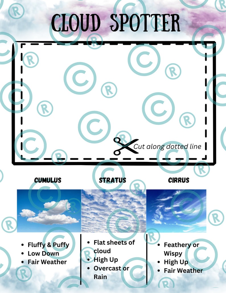Printable Cloud Spotter Guide for Kids Educational Sky Watching Tool ...
