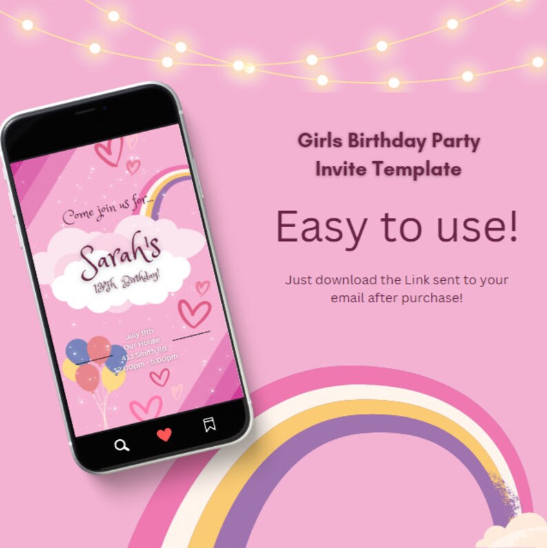 Girls Birthday Party Invitation - Etsy