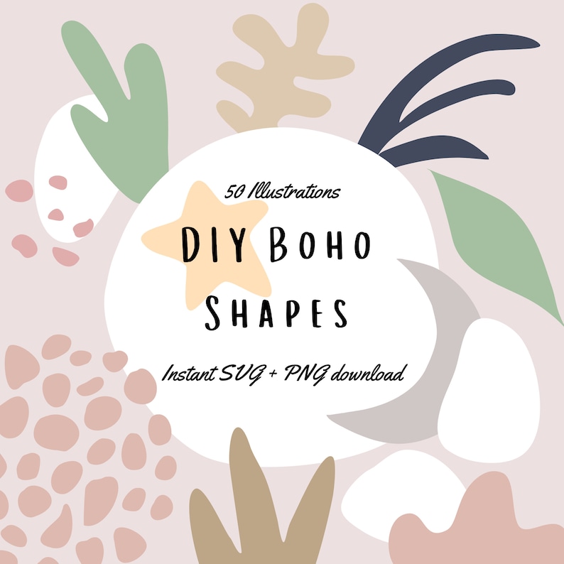 50 DIY Boho Shapes Bundle | PNG and SVG Illustrations | Hand Drawn ...
