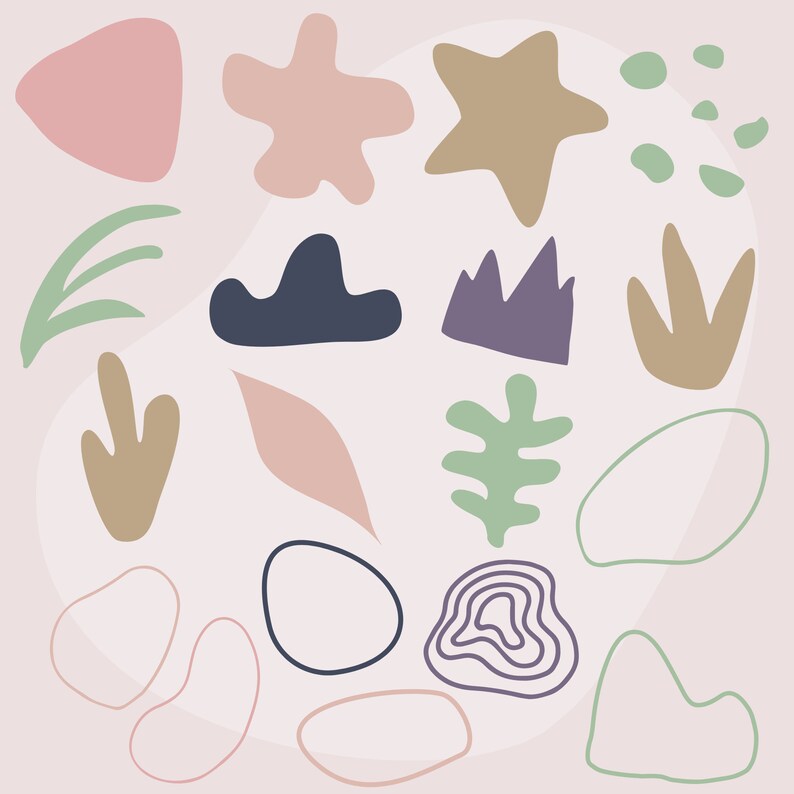 50 DIY Boho Shapes Bundle PNG and SVG Illustrations Hand Drawn Vector ...