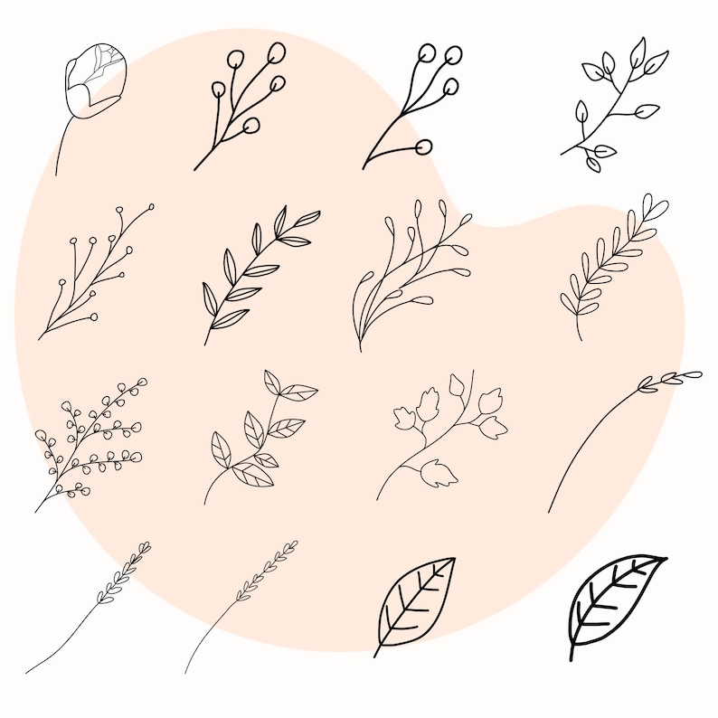 30 DIY Floral Design Bundle | Floral Line Art | Botanical Line Art PNG ...