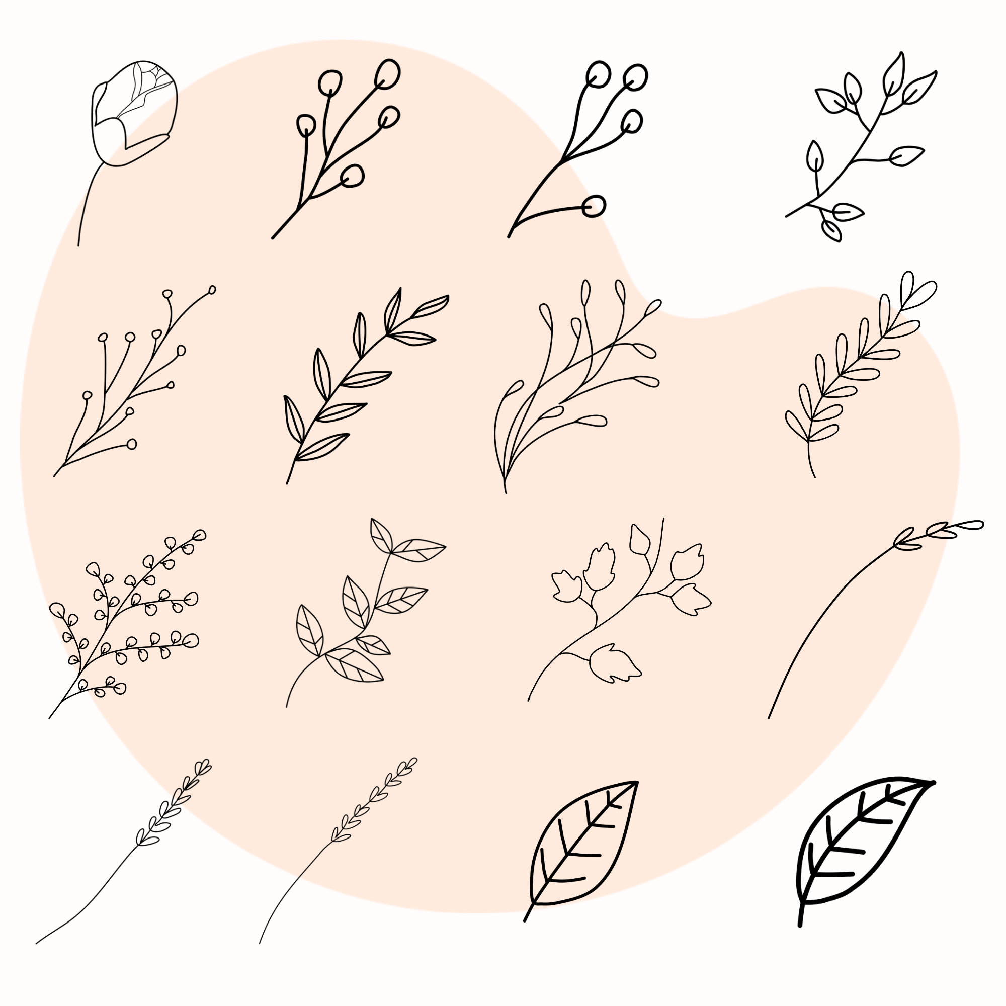 30 DIY Floral Design Bundle Floral Line Art Botanical Line - Etsy