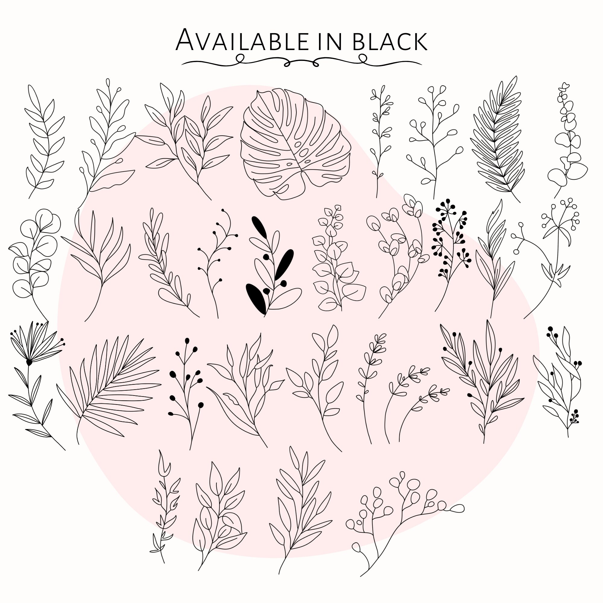 30 Leaves & Sprigs PNG and SVG Bundle | Floral and Botanical Line Art ...