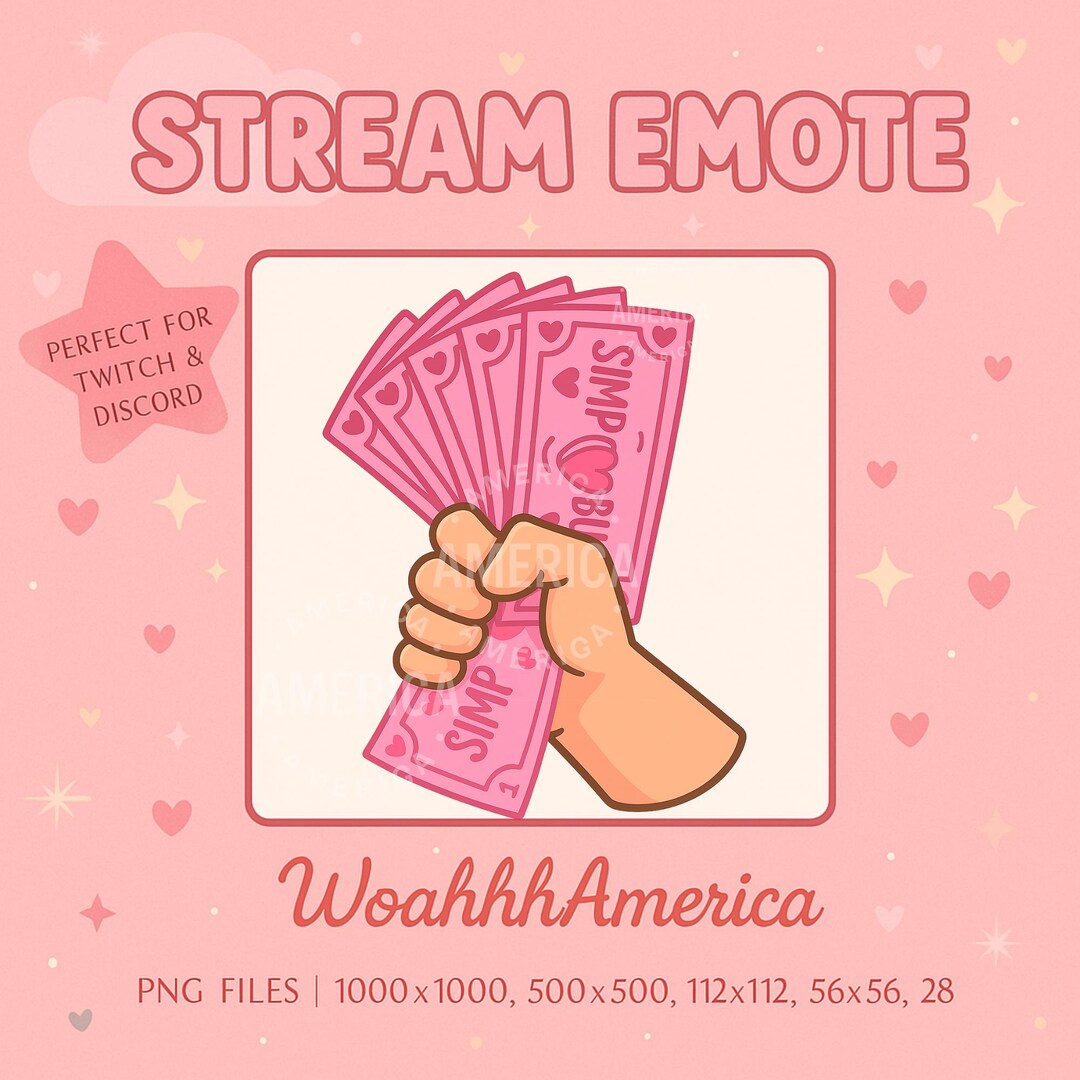 SIMP BUCKS Emote – Funny Pink Money Twitch Emote PNG for Streamers ...